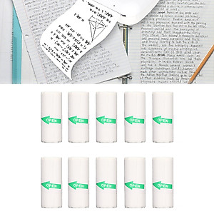 HEITIGN Set 10 Roll Printing Paper Mini Portable Bluetooth Photo Printer 57 x 25 mm White Self Adhesive Paper Portable Pocket Printer Labels Office Print Memo for Android iOS Accessories