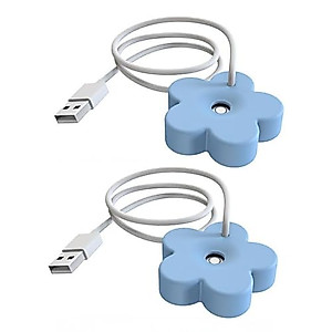 Small Flower USB Humidifier, Creative Cute Atomization Mist Maker, Simple Mini Ultrasonic Fogger, Personal Portable Waterproof Air humidifier for Home Bedroom Office Desk (Blue)