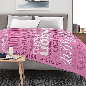 Custom Name Blanket for Kids Adults Personalized Blanket with Name Flannel Blanket Customized Name Blanket for Birthday Valentines Christmas Day (40x50, Pink)
