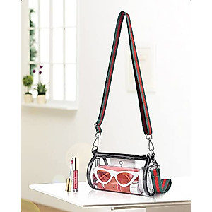 Clear Crossbody Bag Stadium Approved Clear Purse with 2 Shoulder Straps, Clear Round Handbag for Women Clear Concert Bag for Sport Event