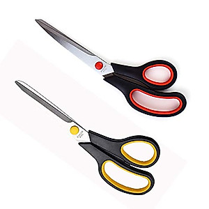 Two sets of scissors Sewing fabric scissors 9.5 "soft comfortable handle Sharp titanium coating forged stainless steel scissors Multi purpose tailor paper cutting color office scissors