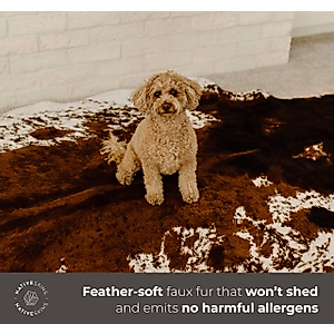 NativeSkins Faux Cowhide Rug – Earthy Browns (Oversized) | 6.2ft x 8.2ft | Triple-Layer Support | Ultra-Soft Pile | Hand-Cut, Faux Suede No-Slip Backing | Western Rug | Cow Hide Animal Print Rug