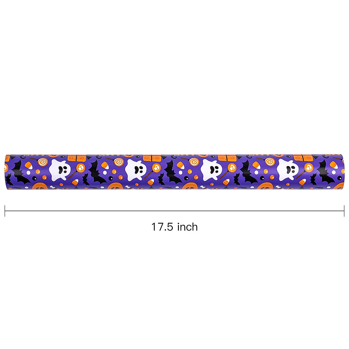 RUSPEPA Reversible Wrapping Paper Roll - Mini Roll - Pumpkin, Witch Hat, Bat and Ghost Pattern Great for Halloween, Party, Baby Shower - 17 Inches X 32.8 Feet