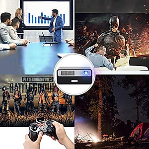 Pocket Smart Mini Projector, HD Image with Wi-Fi Bluetooth, 300 ANSI Lumen, Battery Powered Portable Video Beam, Auto Keystone Mechanical Focus, HiFi Stereo, 100 Inch for Watching Anywhere
