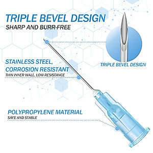 100Pack 23 Gauge 1 Inch 25MM Sterile Disposable Injection Needle for Lab Industrial Measuring, Refilling Inks, Plant and Crafts, Individually Wrapped