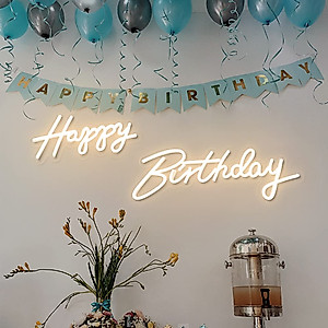 Happy Birthday Neon Sign for Any Themes Birthday Party, 2Pcs Size 23x8+16.5x8, Happy Birthgday Neon Light Signs for All Birthday Celebration, Any Ages, Christmas Gifts Warm White by DIVATLA
