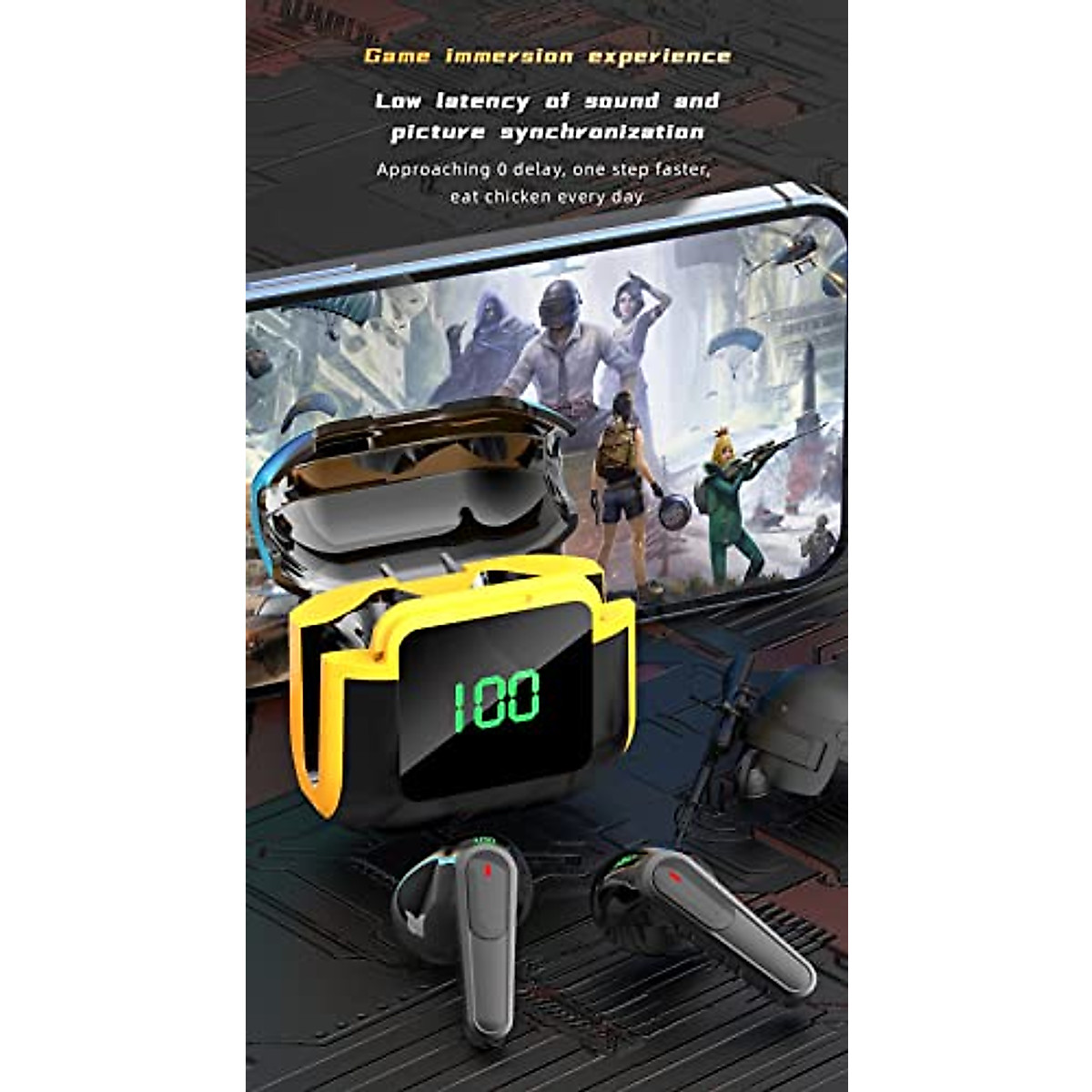 WesTch Earbuds Wireless Bluethooth 5.3 Headphones HiFi Stereo in-Ear Earphones with Touch Control Type-C Charging Case Built-in Microphone IPX4 Waterproof Headsets (Black)