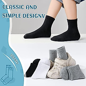 DoSmart Kids Crew Athletic Socks Boys Girls Classics Cotton School Uniform Childs Sports Breathable Casual Socks 10 Pairs (9-12 Years, 10 Pairs Black)
