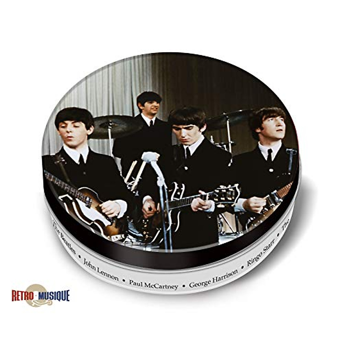 The Beatles - 8 Piece Mini Vinyl Record Coaster Set with Tin & Magnetic Bottle Opener by Retro Musique