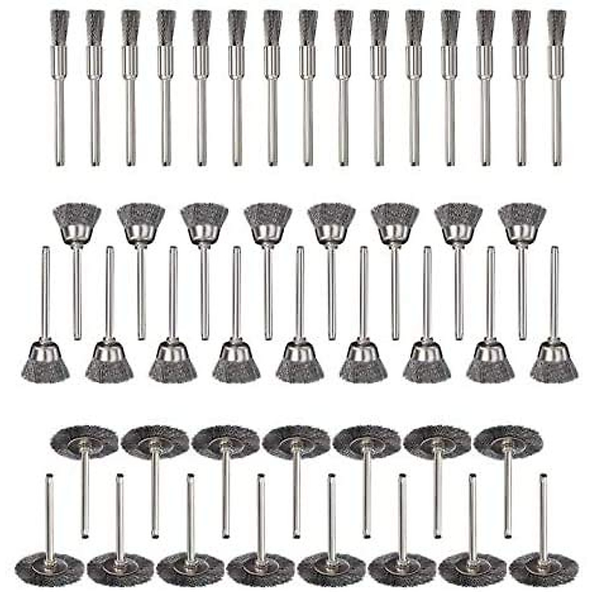 60 Pcs Wire Brushes Set Steel Wire Wheels Pen Brushes Set Kit Accessories for Dremel Rotary Tool (60PCS)