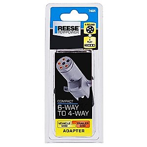 Reese Towpower 74605 6-Way Round Terminal to 4-Way Flat Adapter