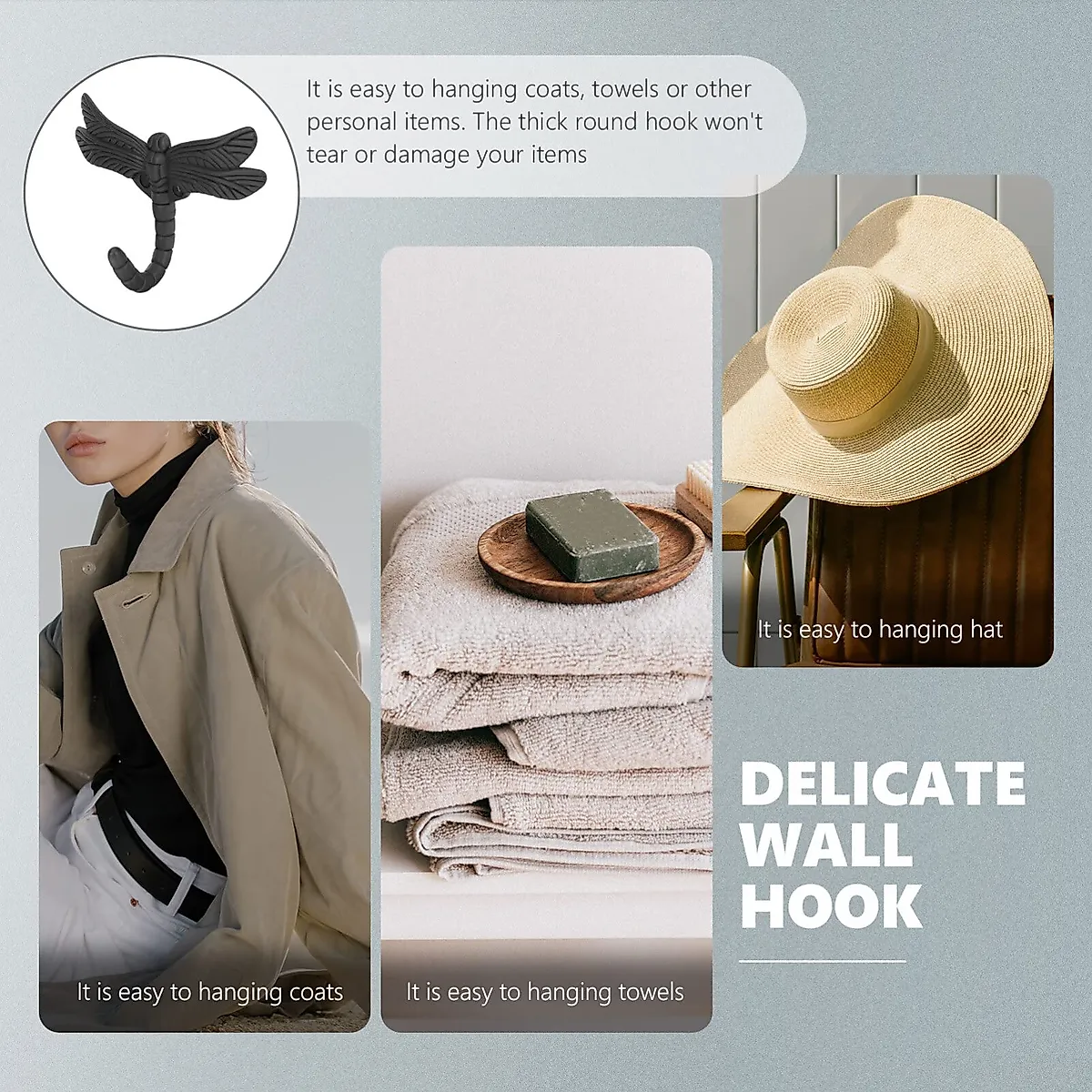 Alipis 1 Set Dragonfly Hook Decorative Wall Hook Delicate Wall Hook Coat Hat Hanger Wall Mounted Hook Dragonfly Decorative Hook Multipurpose Wall Hook Home Wall Hook Dragonfly Key Hanger