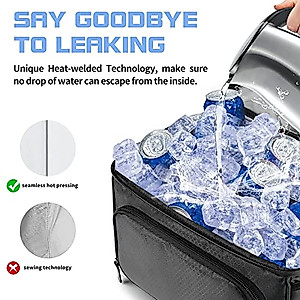 INSMEER 3 Compartments Lunch Box, 20L Large Lunch Box for men Insulated Lunch Bag with Sturdy Bottom/Shoulder Strap/Waterproof Zipper, Lunch box For Work/Office/Driver/Beach/Picnic (Black)