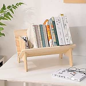 KUAIYU Wood Bookcase, Tilted Bookcase,Desktop Bookshelf Simple Tabletop Tilted Bookcases for Books Magazine CD,Desk Organizers and Storage Rack in Living Room/Office/Home.