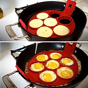 Non-Stick Pancake Maker Silicone, 2 Pcs Pancake Mold Silicone Egg Rings, Reusable Silicone Non-Stick Pancake, for Egg Cooking Breakfast Sandwiches (B)