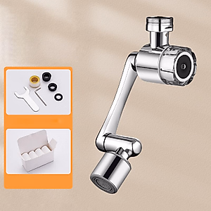 NIXTIDRA 1080° Rotating Faucet Extender with PP Cotton Filters, 2 Modes Swivel Robotic Arm Sink Aerator for Kitchen/Bathroom, 20mm/22mm Female and 24mm Male Thread Connection, Silver