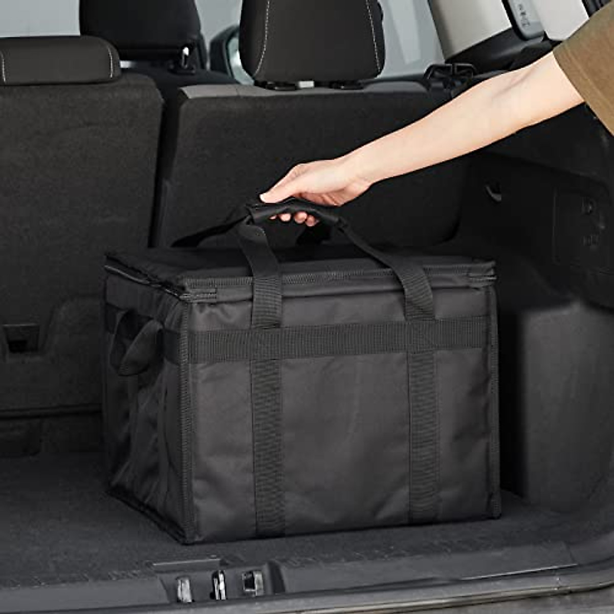 Stockroom Plus Commercial Insulated Food Delivery Bag with Handles and Zipper Top for Hot and Cold Food Delivery (XL 16x15.6x13.2 in, Black)