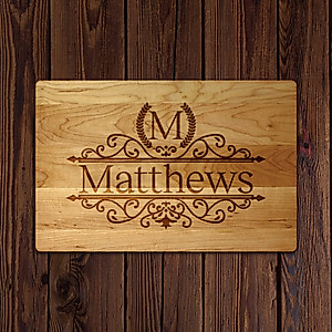 Monogrammed Wood Cutting Board Gift for Him or Her, Unique Wedding Gift for Couples, Engraved Maple or Walnut Holiday Gift Idea, Etched Gift