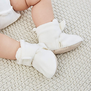 pureborn Newborn Baby Boy's Girl's Booties Winter Fleece Slippers Non Skid Socks Infant Crib Shoes 0-3 Months Cream White