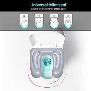 Nevife Raised Donut Pillow,Inflatable Toilet Seat Cushion,Height Adjustable Toilet Seat, PVC Commode Support Cushion for Adults,Seniors,Elderly, Disabled,Tailbone Pain Relief (Grey)