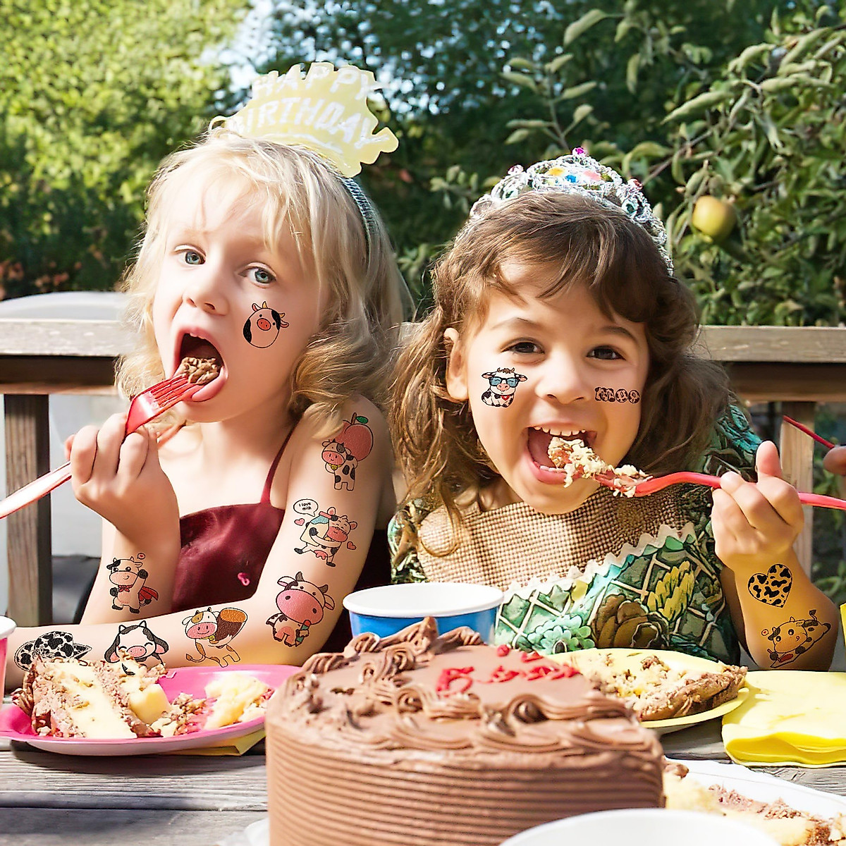 Cow Temporary Tattoos for Kids Birthday Party Decorations Supplies Party Favors Supper Cute 96PCS Cow Tattoo Sticker Style Milk Animal Farm Gift Ideals for Boys Girls Schools Prizes Themed