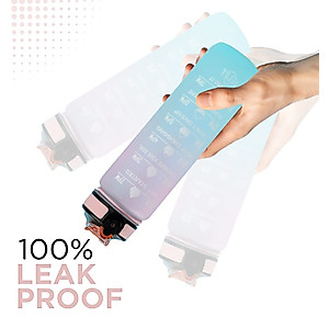 Elcreek 32oz Motivational Water Bottle with Time Marker, Tritan Material, Straw, LeakProof, BPA-Free, Ideal for Fitness & Outdoor Sports