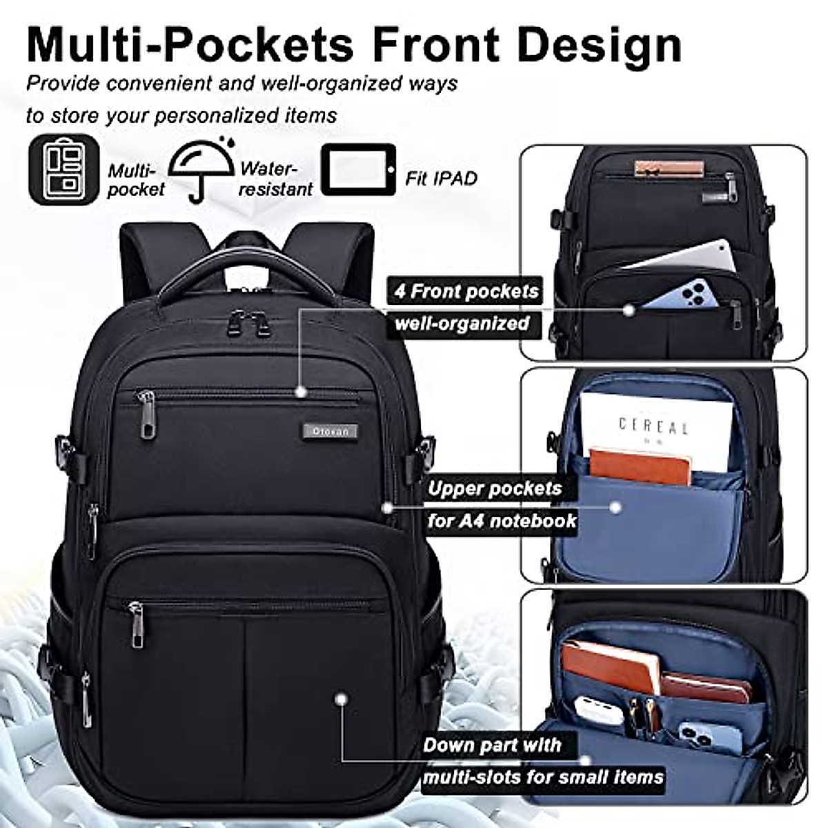 Otevan Travel Backpack for Men Women,45L Carry On Backpack Flight Approved,Large Laptop Backpack,Expandable Luggage Backpack Water Resistant Bookbag Weekender Overnight Bag Daypack Fit 17 Inch