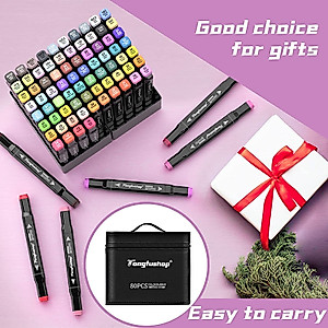 Tongfushop 100 Colors Alcohol Markers, Double Tip Blender Art Drawing Markers Set, Professional Permanent Sketch Pens for Artist Adult Coloring Illustrations with Organizing Case, Pad
