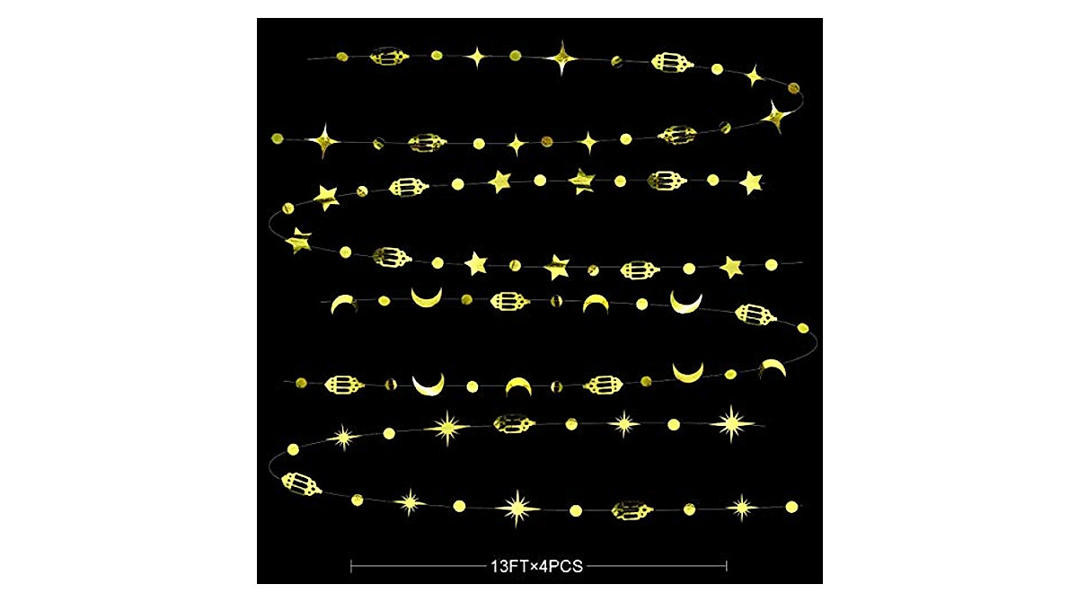 Gold Eid Mubarak Decorations - Ramadan & Eid Party Garland Set