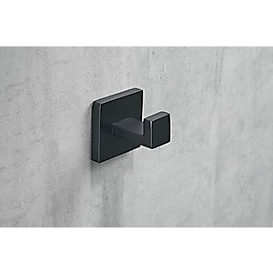 Hiendure 4 Pack Matte Black Robe Hook Wall-Mounted Towel Hook Coat Hanger for Bathroom Bedroom Kitchen