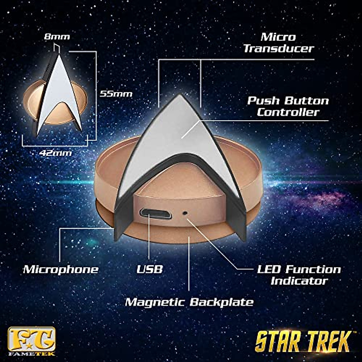 FAMETEK Star Trek TNG Bluetooth ComBadge - Official Collectible