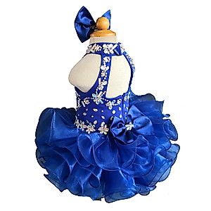 Jenniferwu G284-6 Infant Toddler Baby Newborn Little Girl's Pageant Party Birthday Dress Blue Size 9-12M