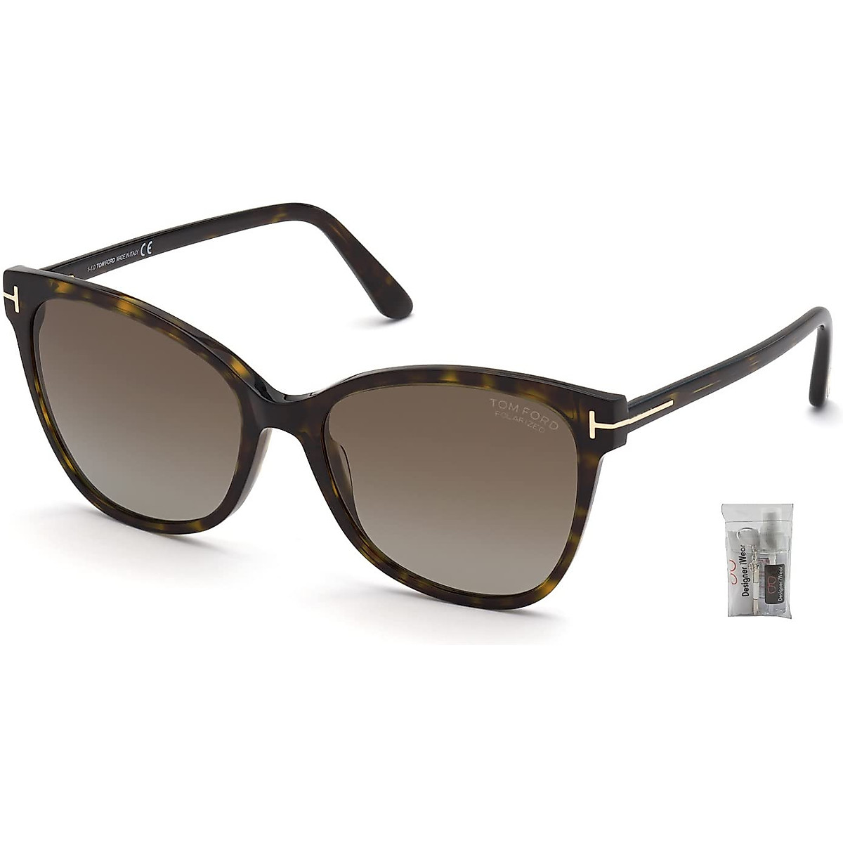 Tom Ford Gia FT0844 52H 58MM Shiny Classic Dark Havana/Brown Polarized Lense Cateye Sunglasses for Women + BUNDLE With Designer iWear Eyewear Kit