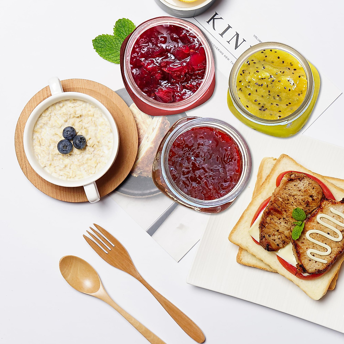 CHGShine Wide Mouth Mason Jar 8 oz for Pickling, Shea Butter Body Butter, Canning, Candles, Fruit Preserves, Jam or Jelly - Glass jar with Lids 8pc