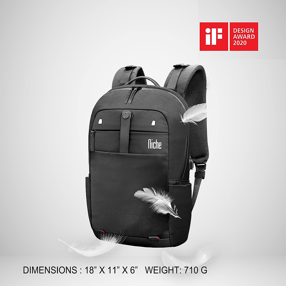 Niche Motorcycle Light weight Backpack, Waterproof laptop Backpack for Motorcycling, Commuting, Cycling, Travel Work Flight, Fits 15-inch Laptop with USB Plug 20L (N-19203+N-19801+N-19804)