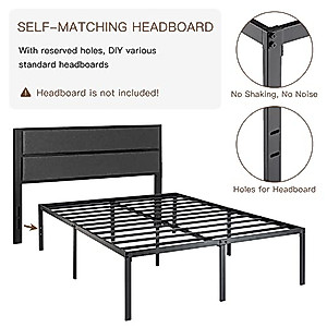 ikalido Full Size Metal Platform Bed Frame, Heavy Duty Metal Slats Support with Large Storage Space and Reserved Holes for DIY Headboard, No Box Spring Needed/Easy Assembly/Noise-Free/Non-Slip