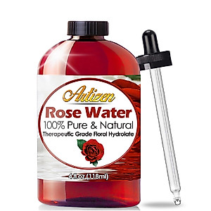 Artizen 100% Pure Rose Water (HUGE 4 OUNCE BOTTLE) Natural Moroccan Rosewater - Beautiful Fresh Fragrance - Perfect Facial & Skin Toner & Moisturizer