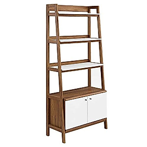 Modway Bixby Display Case, 33" Bookshelf, Walnut White