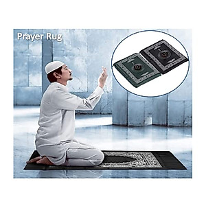 Kellegour 2 Pieces Muslim Travel Prayer Mat,Muslim Prayer Carpet,with Compass Pocket Sized Carry Bag,Muslim Prayer Rug and Attached Compass,Islamic Prayer Rug,Islamic Prayer Pad