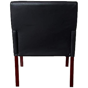 Boss Office Products Reception Box Arm Chair with Mahogany Finish in Black, 25"D x 24.5"W x 35"H