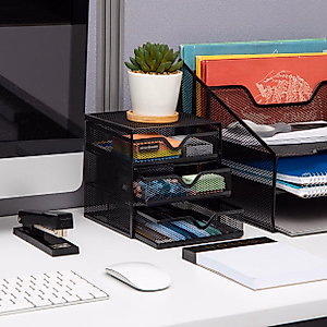 Mind Reader Desktop Accessory Storage, Desk Supplies, Organizer, Office, Metal Mesh, 6.25" L x 6.5" W x 6.5" H, Black