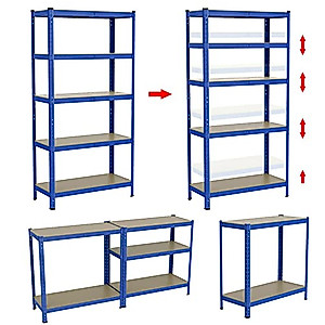 Garage Shelving Units Heavy Duty Racking Shelves for Storage -5 Tier (175KG Per Shelf), 875KG Capacity for Workshop, Shed, Office,5 Year Warranty,H148 x W70 x D30cm/ 58.27 x 27.56 x 11.81 inches