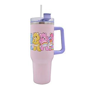 Care Bears - Friendship 40oz (1200ml) Insulated Tumbler Stainless Steel Cup with Straw and Handle for Water, Iced Tea, Coffee or Smoothie, Pink