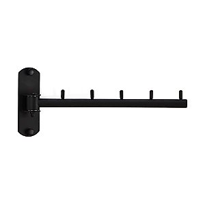 Zivisk Folding Wall Mounted Clothes Hanger Rack with Swing Arm Stainless Steel Heavy Duty Coat Hook for Bathroom, Bedroom, Laundry Room - Black