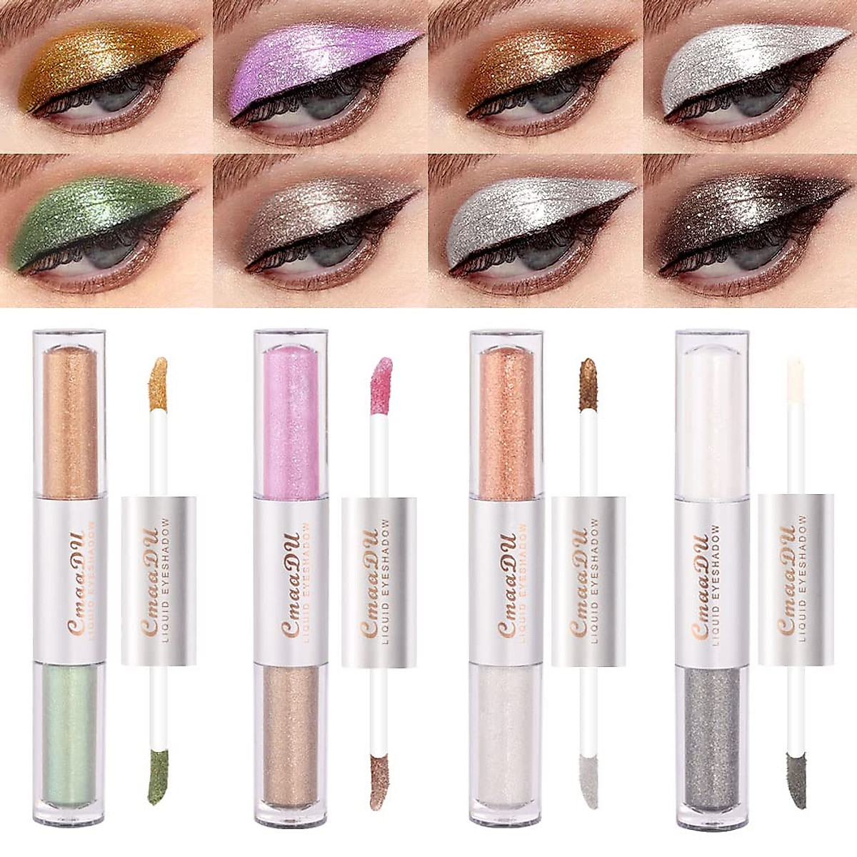 evpct 8 Colors Liquid Glitter Shimmer Metallic Eyeshadow Set Sparkly Glitter Sparkle Colorful Liquid Eyeliner Set delineador pupilentes de ojos contra el agua sombras colores para ojos con brillo 01