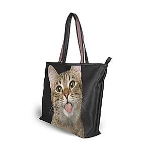 My Daily Women Tote Shoulder Bag Funny Happy Cat Handbag Medium