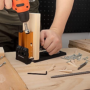 MulWark 3 In 1 Aluminum Pocket Hole Jig System Kit, Removable Pocket Screw Jig, Adjustable Hole Pitch 15° Angled Drill Guides, w/Built-in Clamping System, Great Carpenter Woodworking Tool for Joinery