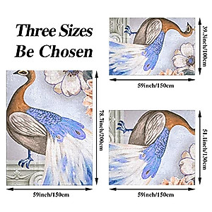 VBFOFBV Bed Blanket Nap Blanket Decorative for Bedroom Sofa Floor, Retro Painting Art Peacock Flower