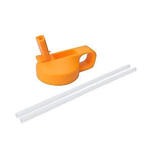 HYDRO CELL Sports Cap w/Straw for Wide Mouth Water Bottles - BPA Free Flip Spout Replacement Lid - 64 oz, 40 oz, 32 oz, 24 oz, 18 oz, 14 oz. Sports Top Accessories (Orange Sports Cap, 14oz-40oz)