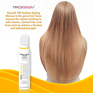 TRI Fashion Styling Mousse - Wavy Hair Volumizer & Curl Tamer with Frizz Control, Shine & Styling Options for Women, Hair Foam - 10 Ounce